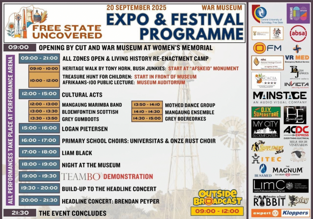 Programme: Free State Uncovered Tourism Festival & Expo, 20 September ...